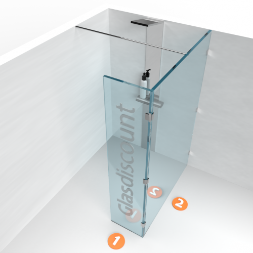 Inloopdouche met hoek R | Glasdiscount